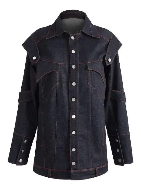JENDUE Oversize Denim Jacket - Deep Blue