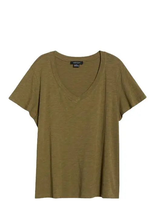 Sanctuary Relaxed V-neck T-shirt - Burnt Olive Green