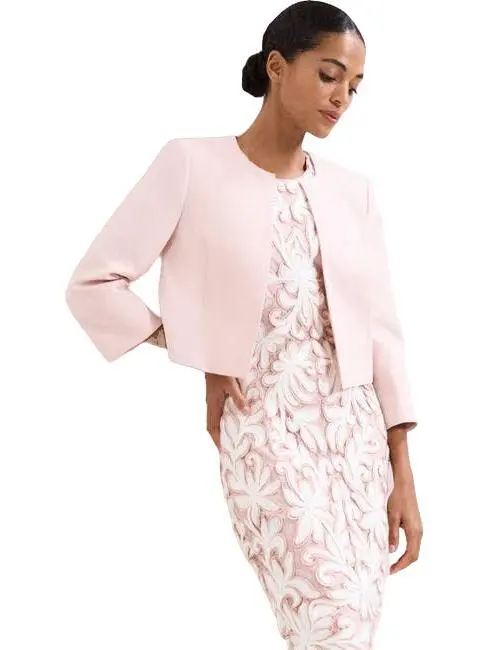 PHASE EIGHT Cropped Round Neck Jacket - Pale Pink