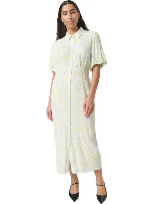 SOAKED IN LUXURY Wynter Printed Shirt Dress - Skyway Dizzy Print