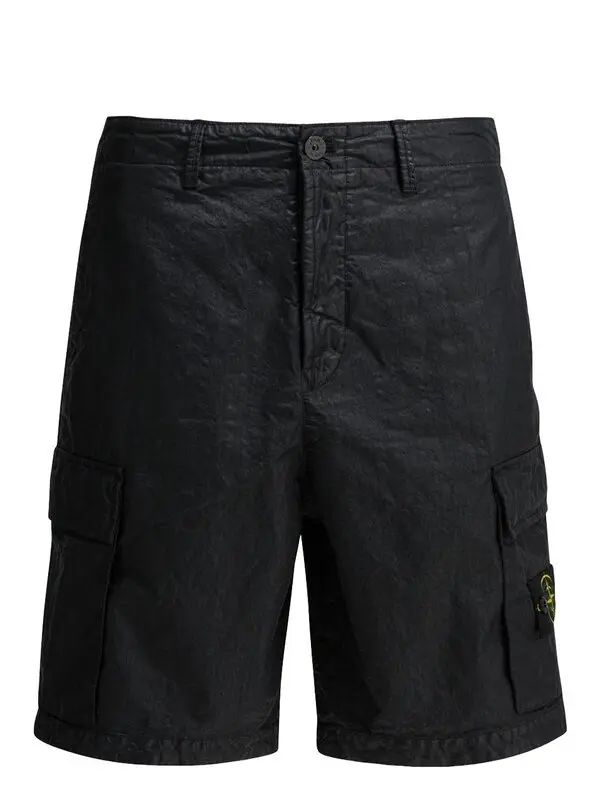 Stone Island Wide Fit Cargo Shorts - Black