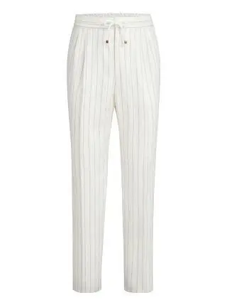 Brunello Cucinelli Pinstriped Twill Trousers - Panama
