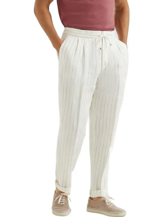 Brunello Cucinelli Pinstriped Twill Trousers - Panama