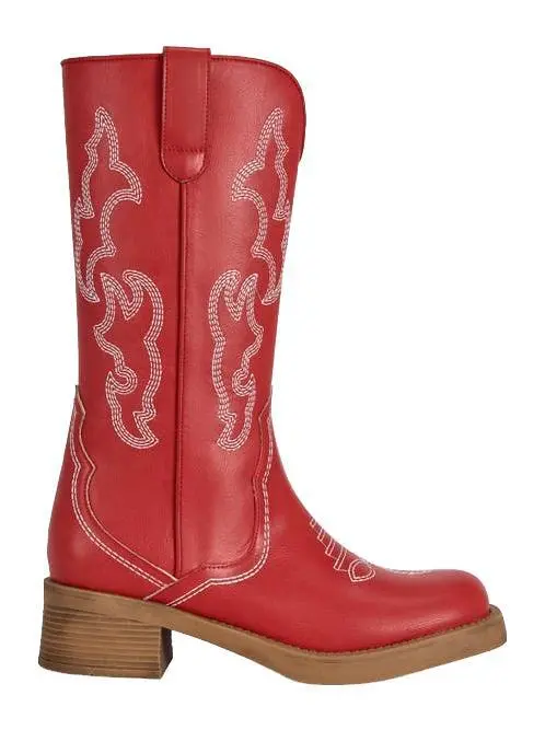 AZALEA WANG Mariana Flat Boot - Red