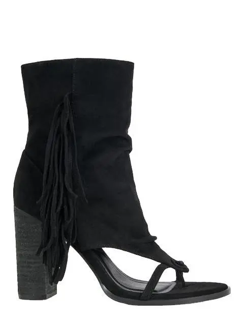 AZALEA WANG Paco Block Peep Toe Bootie - Black