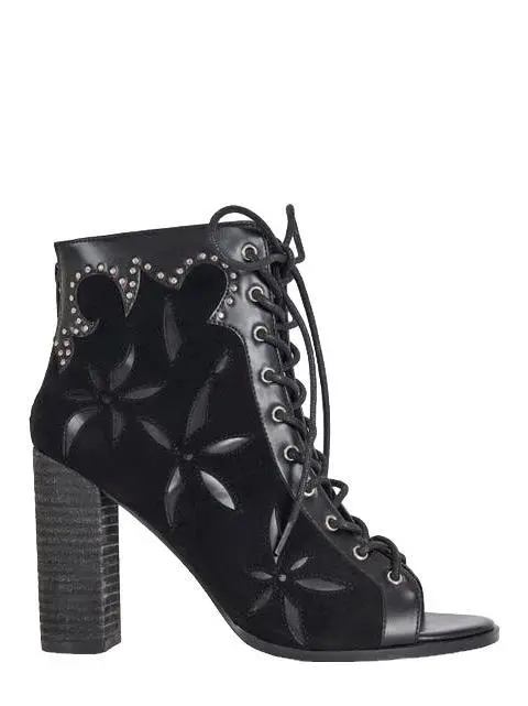 AZALEA WANG Mirona Peep-toe Lace-up Booties - Black