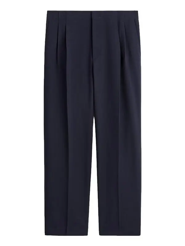 Cos Pleated Relaxed-fit Straight-leg Trousers - Navy