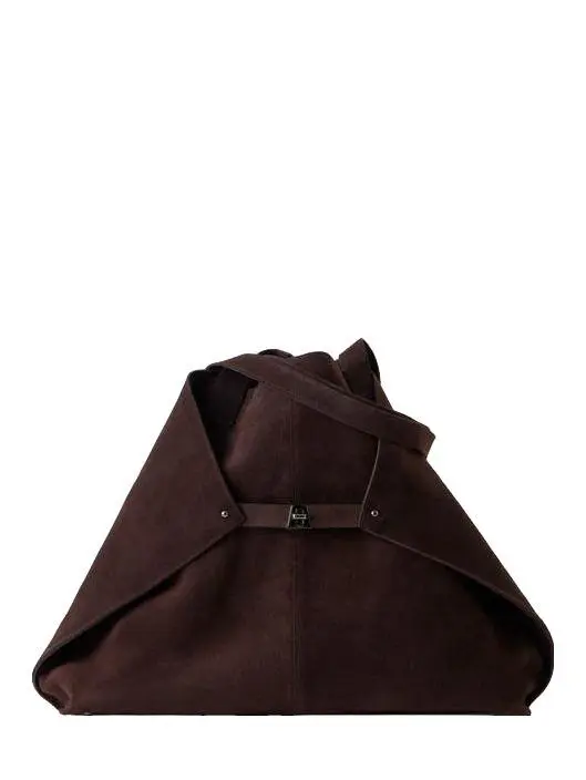 Akris Medium Ai Suede Convertible Shoulder Tote - Mocca