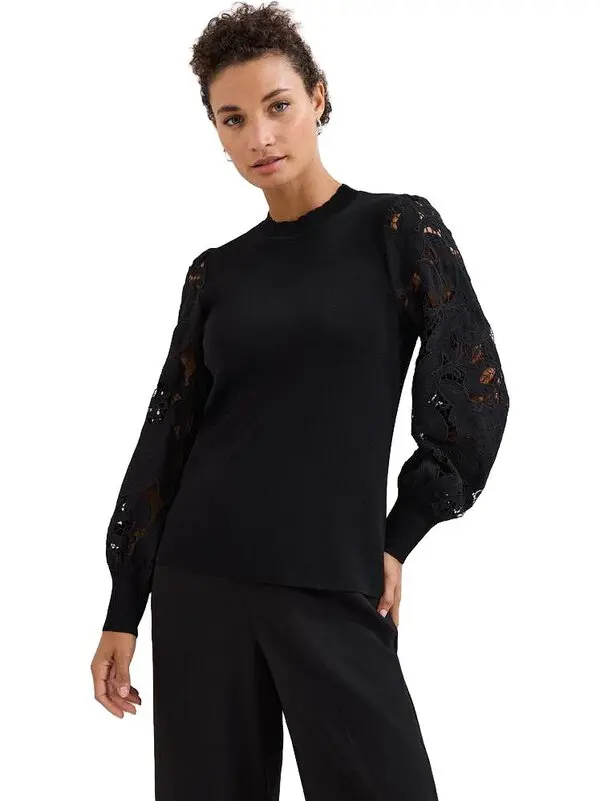 PHASE EIGHT Harriet Lace Sleeve Jumper - Black