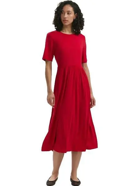 FINERY LONDON Kathryn Jersey Midi T-shirt Dress - Red