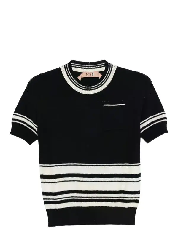 N°21 Striped Pocket Sweater - Black