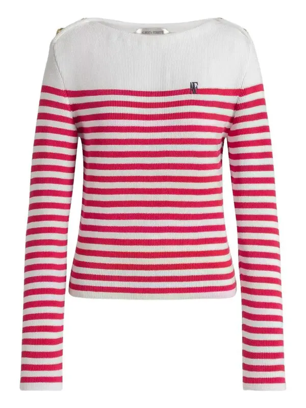 Alberta Ferretti Striped Knitwear Top - White