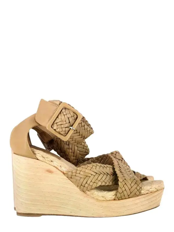 Hermès Criss-cross Ankle Strap Wedge Sandals - Neutrals