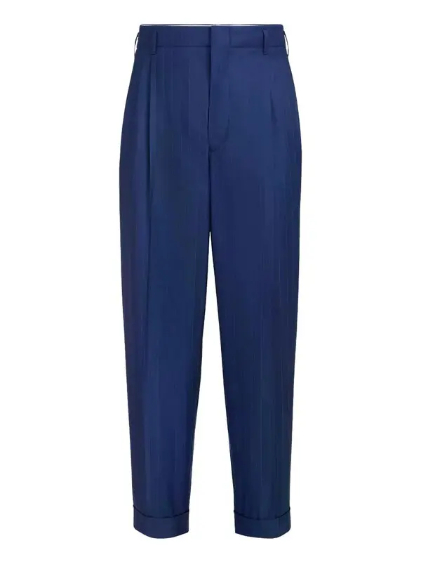 Brunello Cucinelli Chalk-stripe Pleated Trousers - Blue