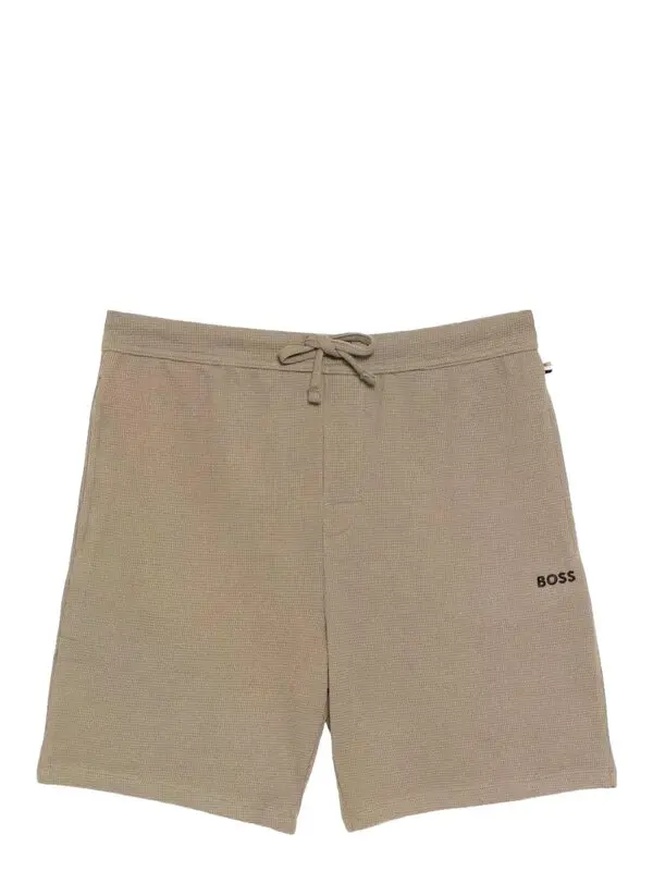 BOSS Logo-embroidered Waffle Shorts - Neutrals
