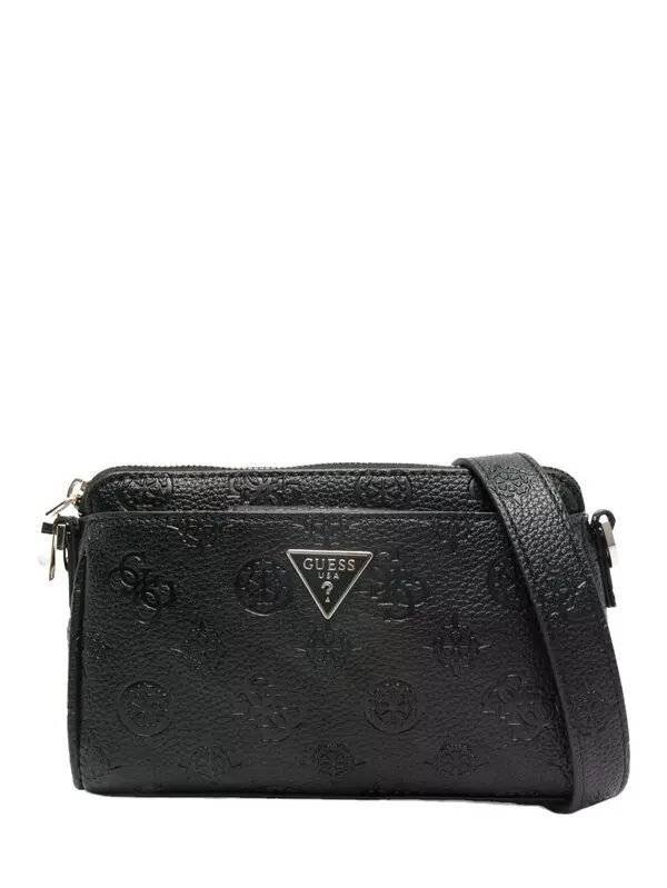 Guess Logo-embossed Shoulder Bag With Detachable Strap - Black