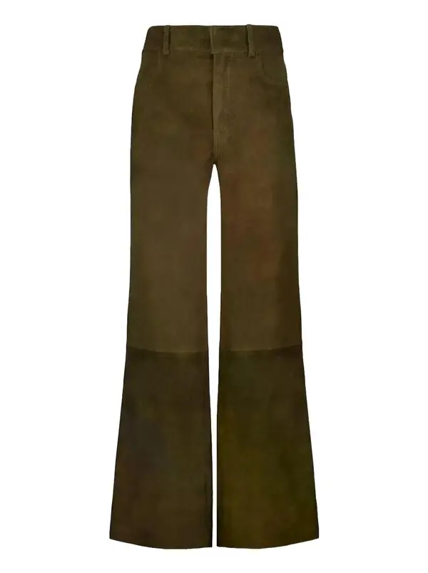 PAULA Alice Suede Flared Trousers - Green