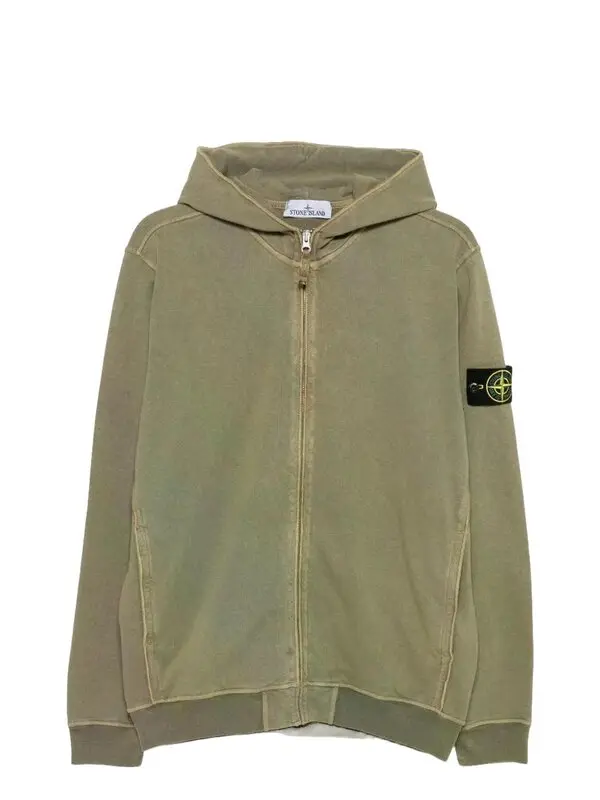 Stone Island Zipped Hoodie - Green