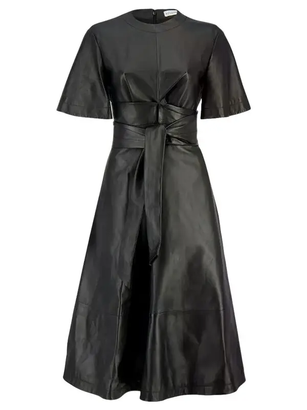 Altuzarra Kirsty Leather Midi Dress - Black