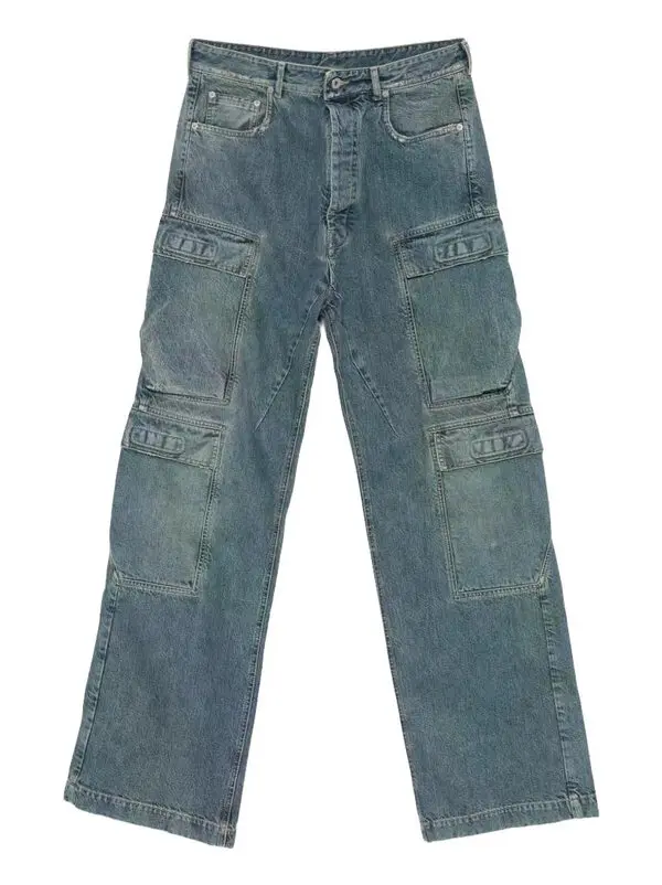 Rick Owens Distressed Cargo Jeans - Blue