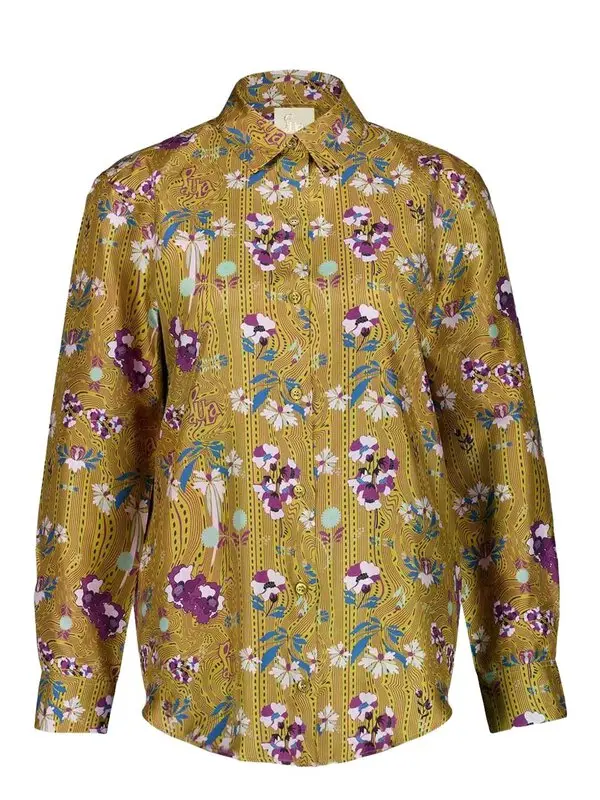 PAULA Floral-print Button-up Shirt - Yellow