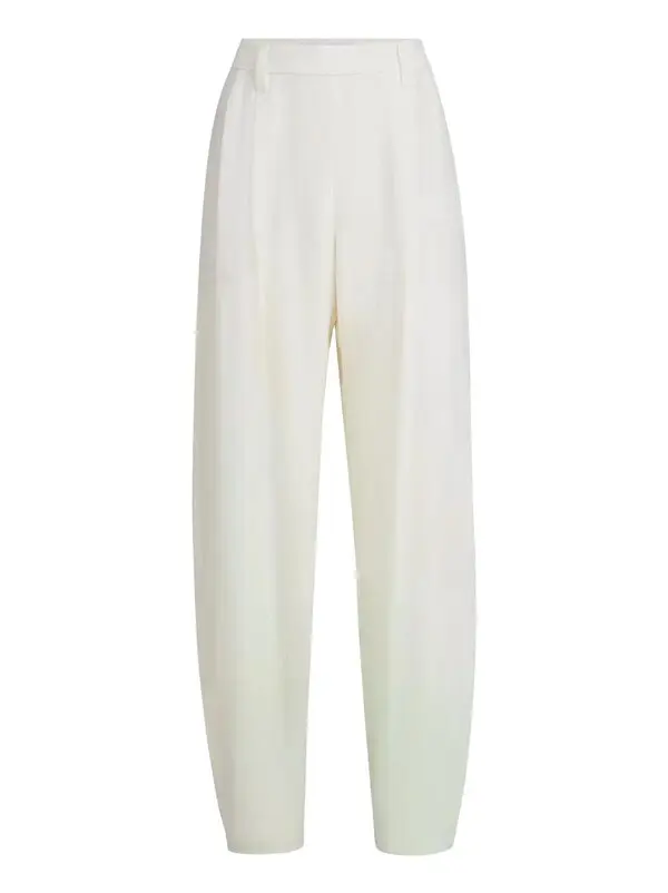 Brunello Cucinelli Pleated Monili-detail Trousers - Neutrals