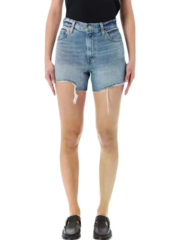 LEVI'S Ribcage Frayed Denim Shorts - Blue