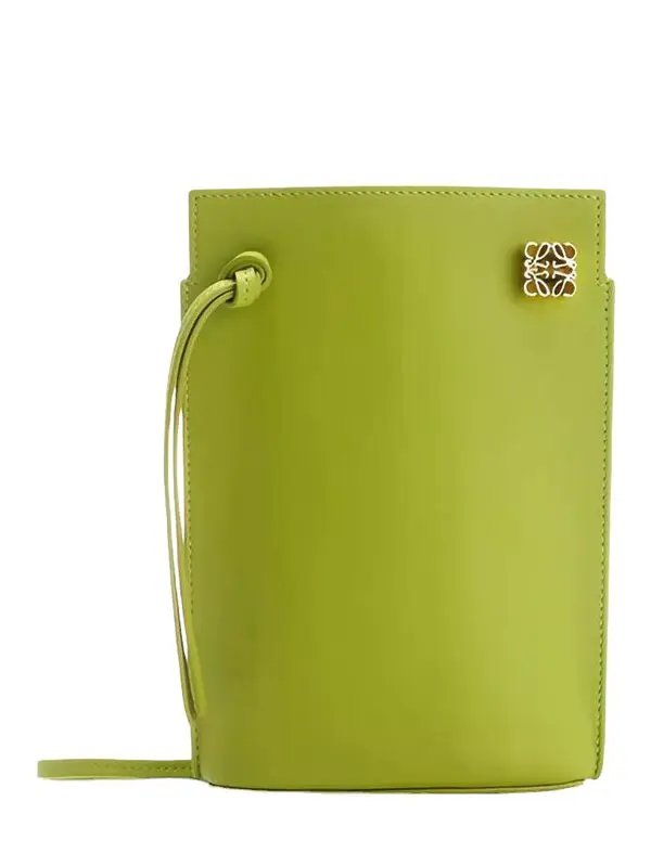 Loewe Drawstring Cross Body Bag With Logo - Green