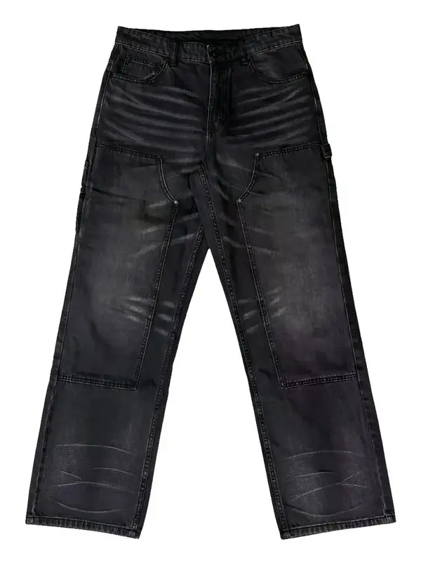 BABYLON Paneled Straight Leg Jeans - Black
