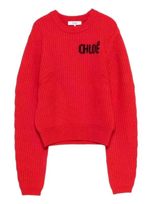 Chloé Logo Long-sleeved Sweater - Red