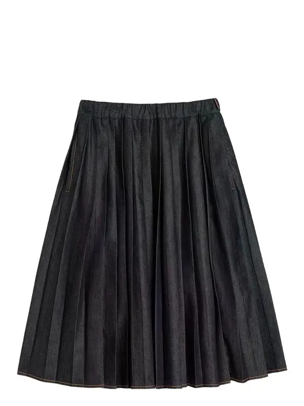 JIL SANDER Pleated Denim Straight Skirt - Grey