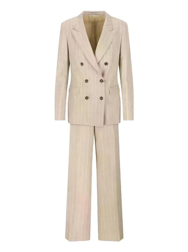 Tagliatore Double-breasted Pinstripe Suit - Neutrals