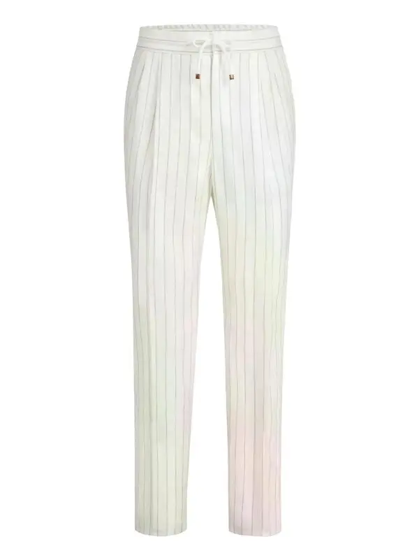 Brunello Cucinelli Stripe Drawstring Pleated Trousers - Neutrals