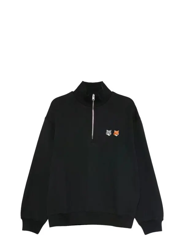 Maison Kitsuné Fox-head Half-zip Sweatshirt - Black