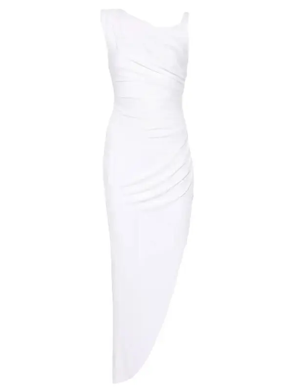 Elisabetta Franchi Asymmetric Draped Midi Dress - White