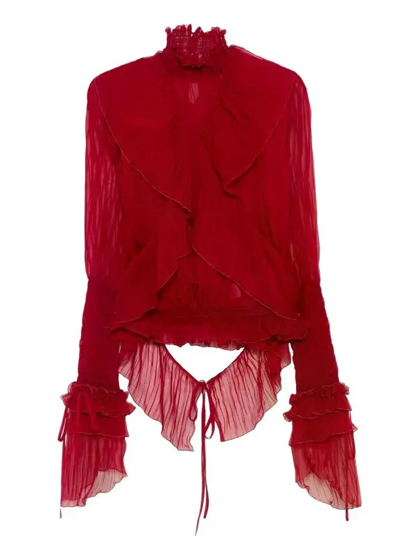 Blumarine Ruffled Detail Blouse - Red