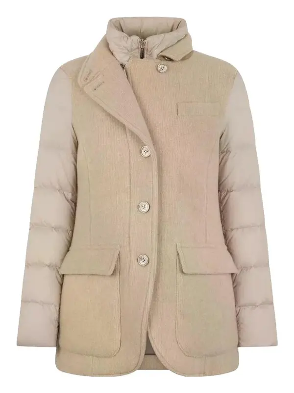 MOORER Buttoned High-collar Jacket - Neutrals
