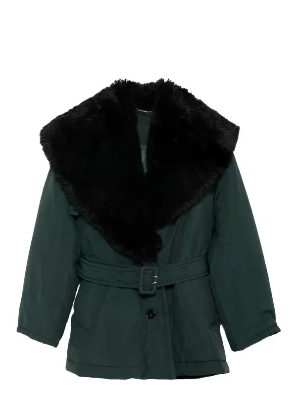 Chloé Belted Coat With Detachable Shearling Collar - Green