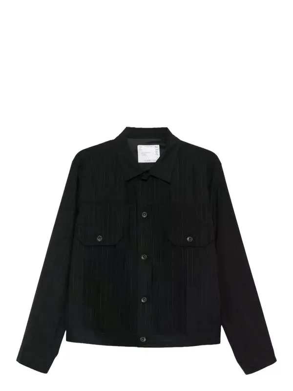Sacai Pinstripe Front-pocket Shirt Jacket - Black