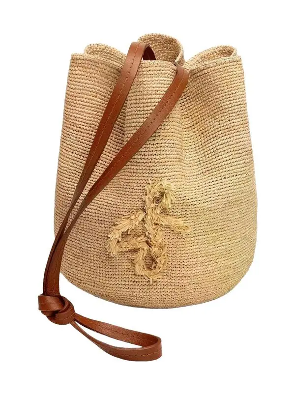 Ruslan Baginskiy Raffia Drawstring Shoulder Bag - Neutrals