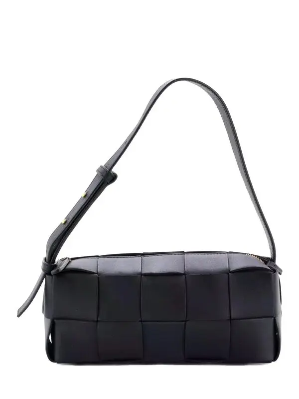 Bottega Veneta Cassette Maxi Intrecciato Leather Small Shoulder Bag - Black