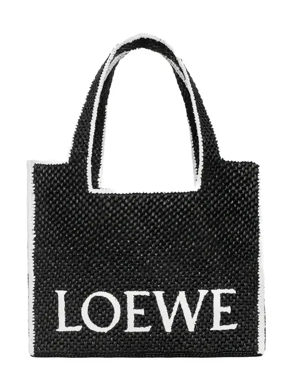 Loewe Large Raffia Tote Bag - Black