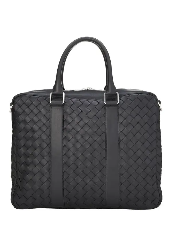 Bottega Veneta Intrecciato Leather Briefcase - Black