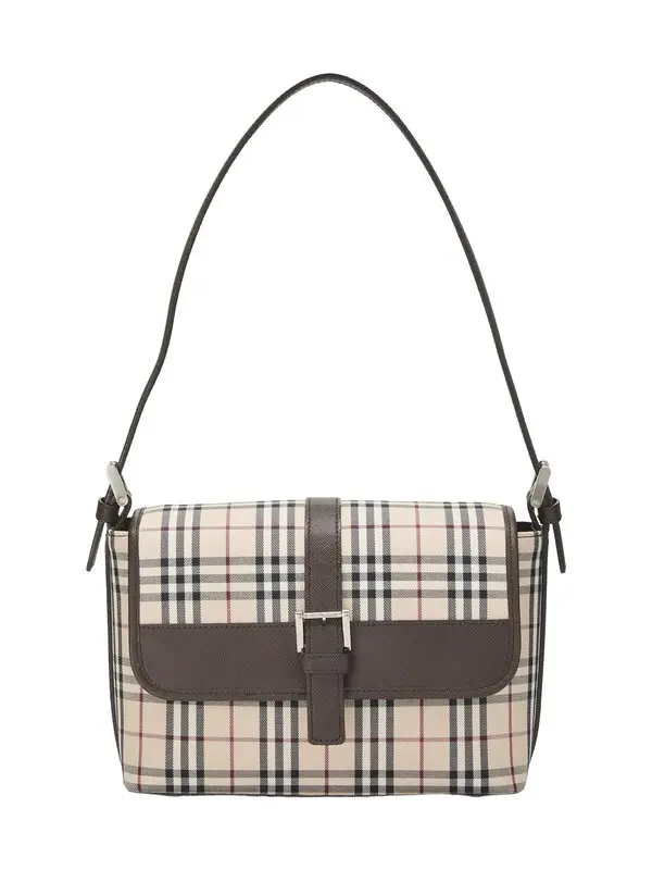 Burberry House Check Jacquard Buckle Shoulder Bag - Brown