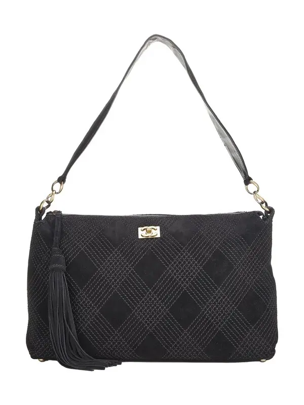 Chanel Suede Shoulder Bag - Black