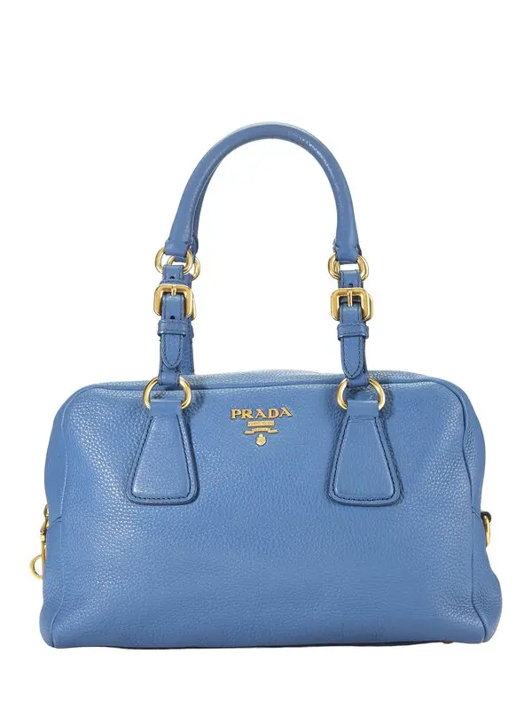Prada Vitello Daino Bauletto Handbag - Blue