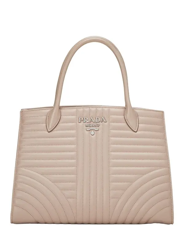 Prada Calfskin Diagramme Convertible Tote - Pink