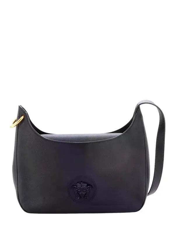 Versace La Medusa Leather Medium Hobo Bag - Black