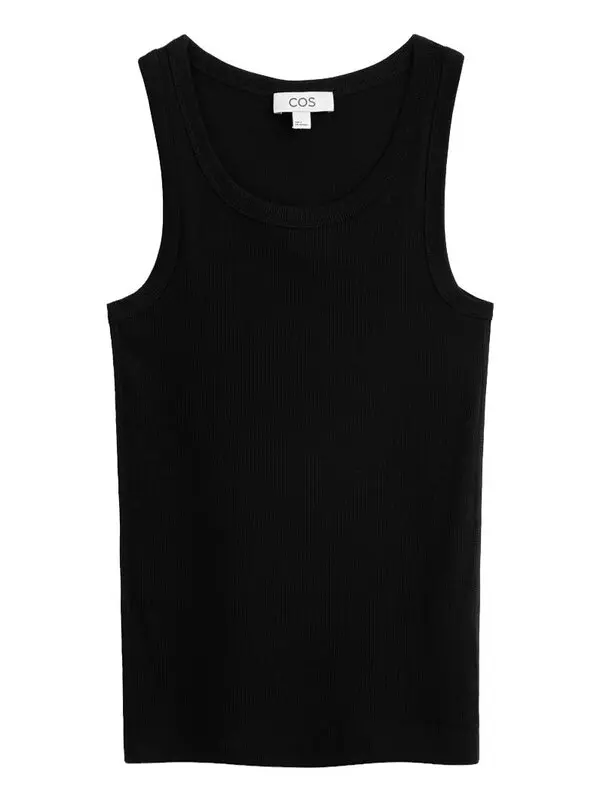 Cos Ribbed Organic Cotton Tank Top - Black