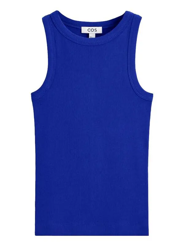 Cos Ribbed Organic Cotton Tank Top - Blue